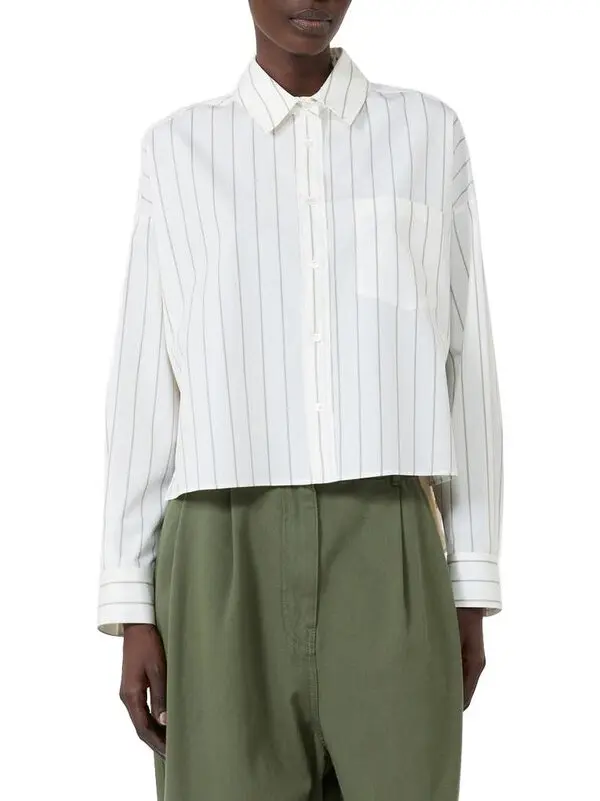 Max Mara Certosa Pinstripe Cotton Shirt - Brown