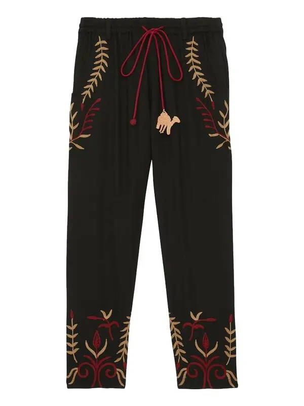 BAZISZT Basziszt Kati Pants With Hand-embroidered Accents - Black