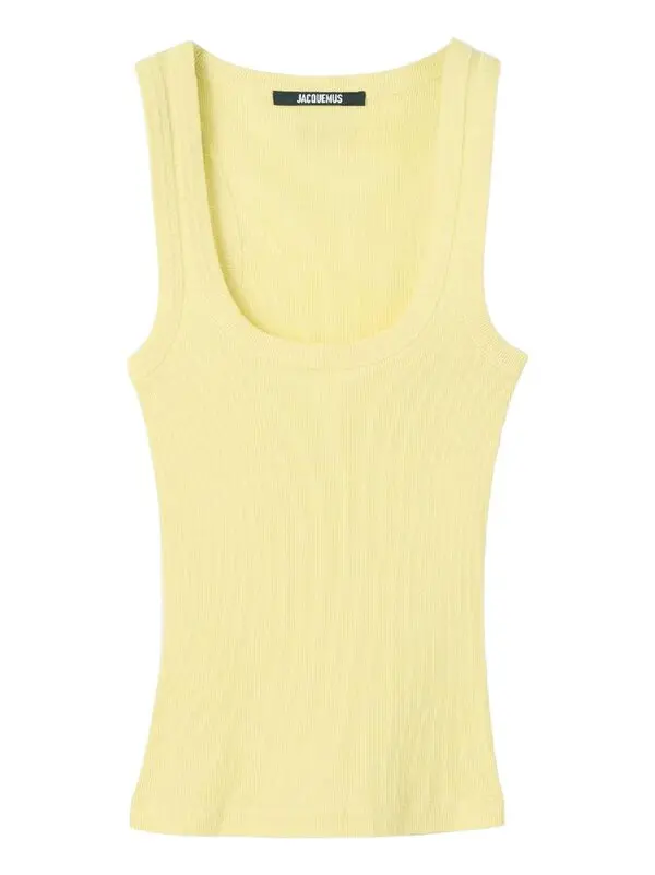 Jacquemus Second Skin Ribbed Tank Top - Yellow