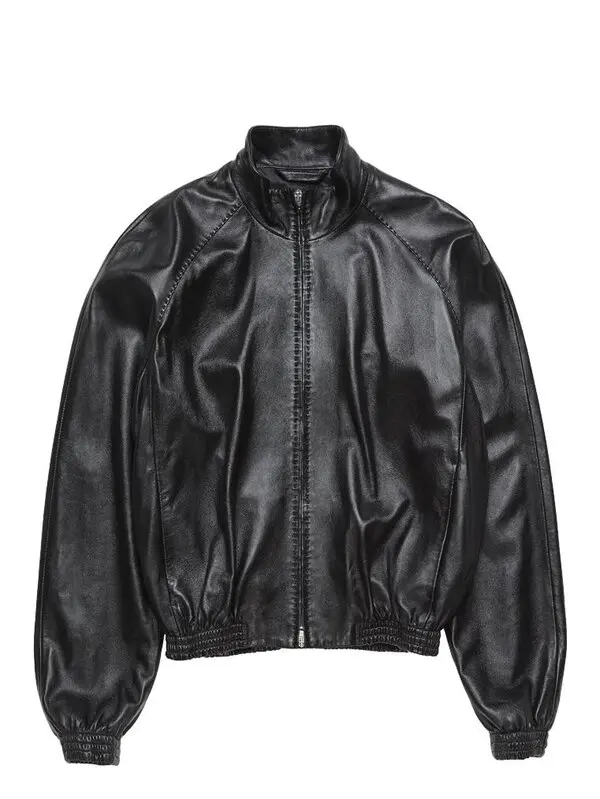 Acne Studios Lamb Leather Bomber Jacket - Black