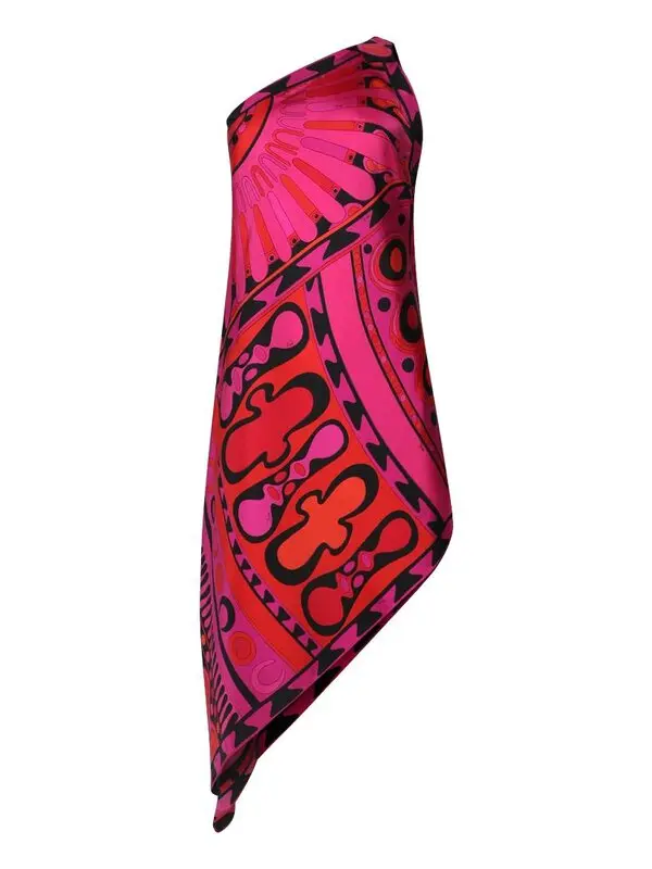 Emilio Pucci One-shoulder Silk Dress With Soleil Print - Pink