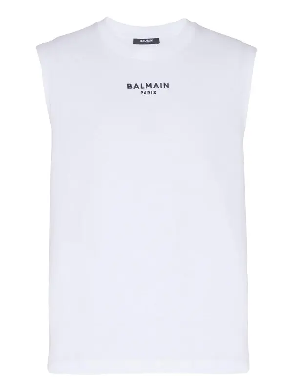 Balmain Embroidered Paris Tank Top - White
