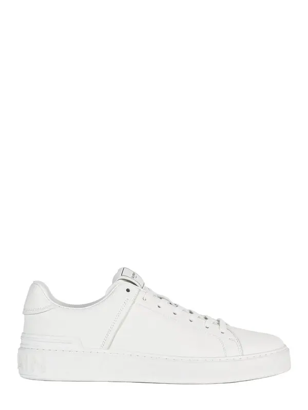 Balmain B-court Smooth Leather Lace-up Sneakers - White