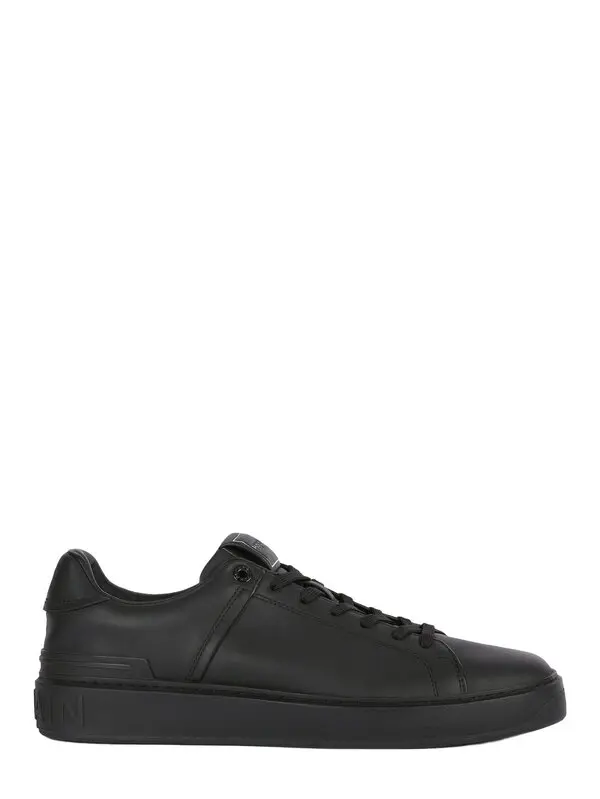 Balmain B-court Smooth Calfskin Leather Lace-up Sneakers - Black