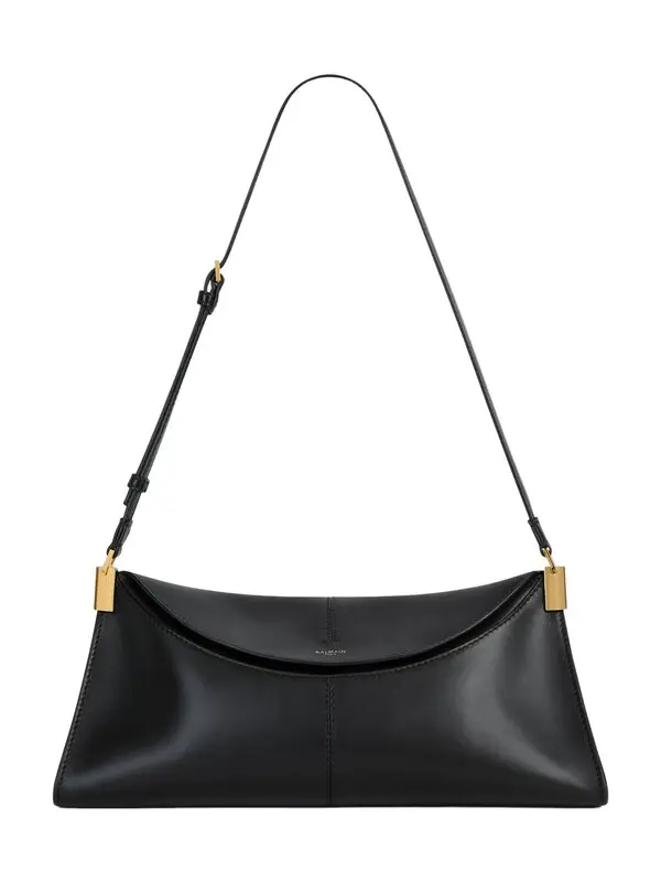 Balmain 64-83 Medium Bag In Smooth Leather - Black