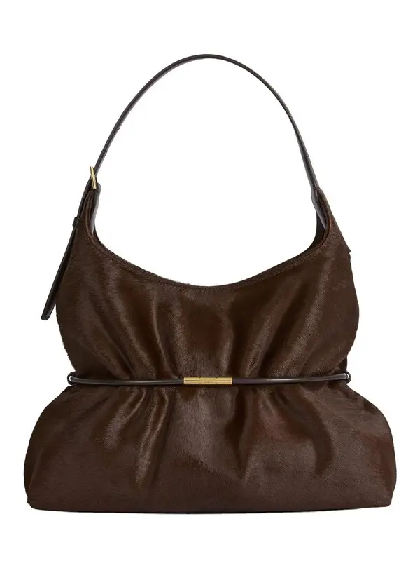 Balmain Medium Sphynx Bag In Pony-effect Leather - Dark Brown