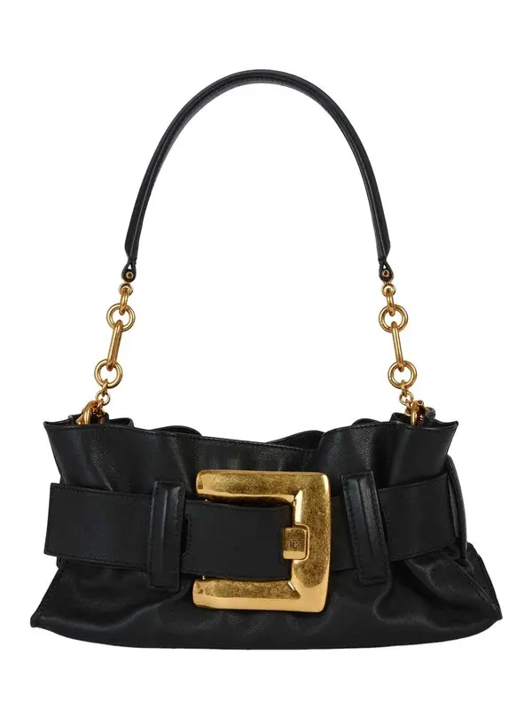 Balmain Mini Anthem Bag In Smooth Leather With Buckle Detail - Black