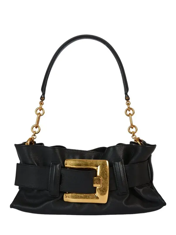 Balmain Mini Anthem Bag In Smooth Leather With Buckle Detail - Black