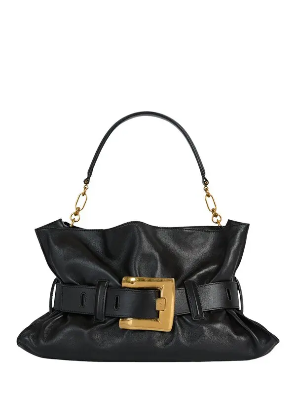 Balmain Medium Anthem Bag In Smooth Leather - Black