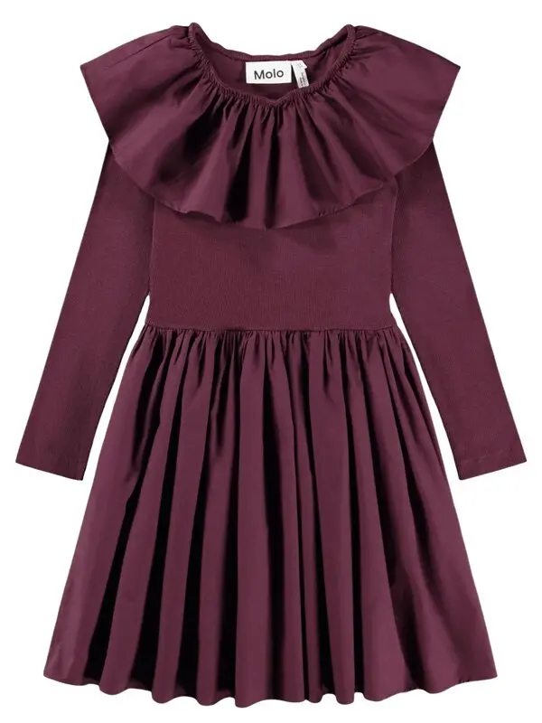 MOLO Long Sleeve Ruffled Organic Cotton Dress - Pink