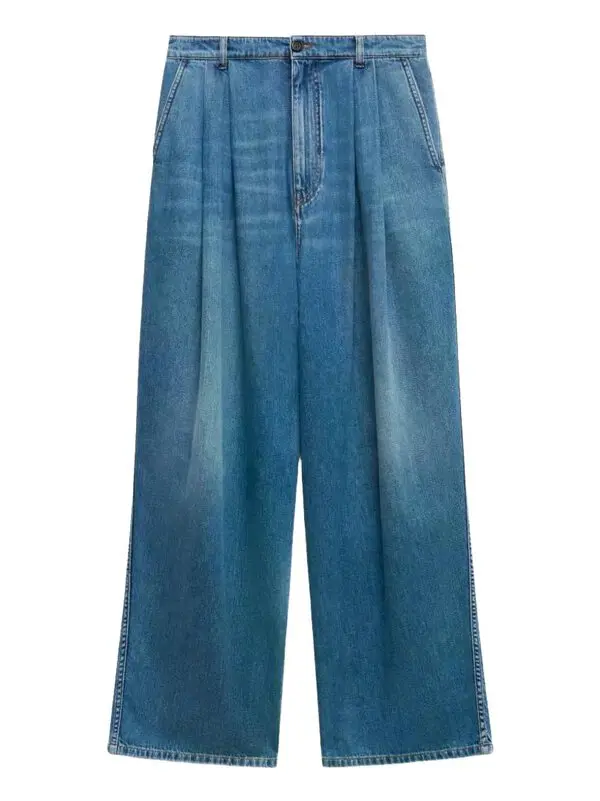 Marni Denim Trousers With Double Pleats - Blue