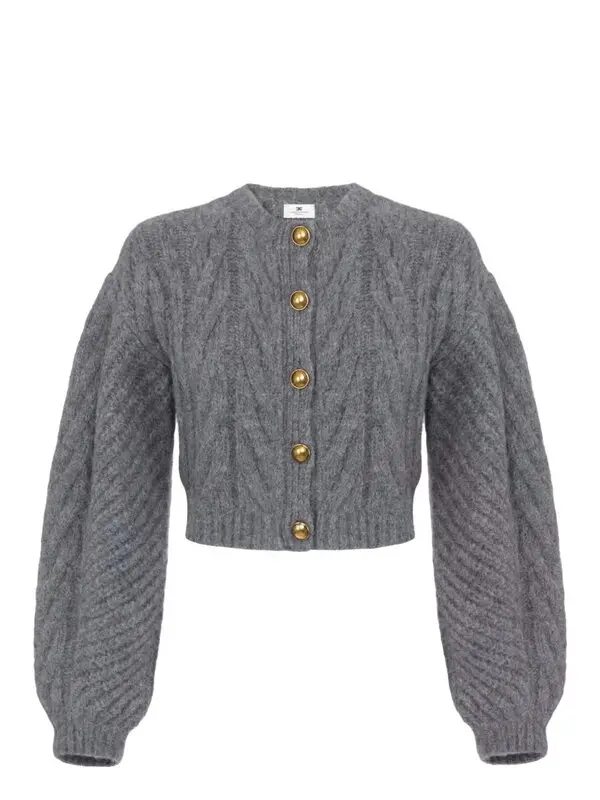 Elisabetta Franchi Cardigan With Golden Buttons - Grey