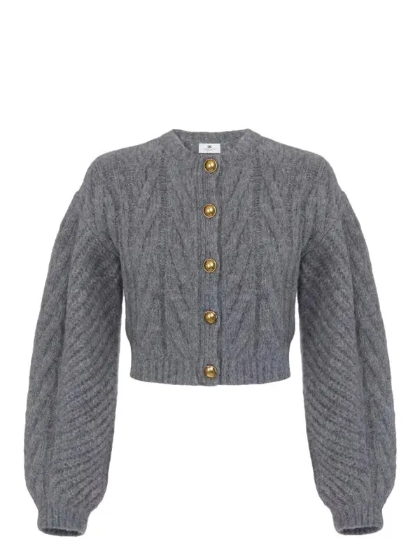 Elisabetta Franchi Cardigan With Golden Buttons - Grey
