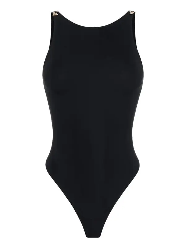 Elisabetta Franchi Bodysuit With Jewel Logos - Black