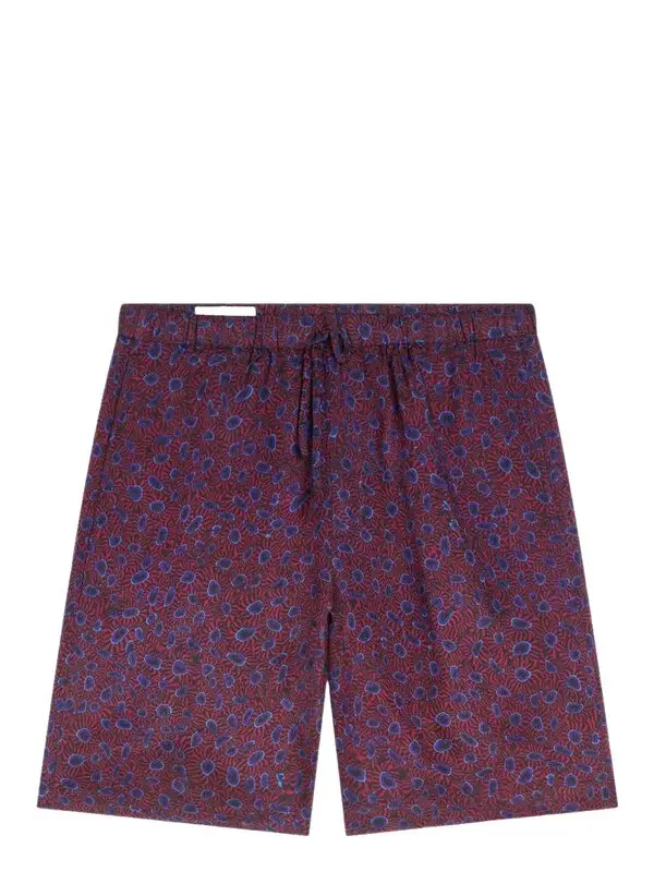 Dries Van Noten Loose Fit Viscose-twill Shorts With Floral Stripe Print - Red