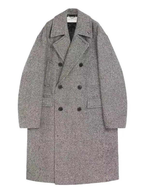 Dries Van Noten Oversized Wool Tweed Coat - Grey