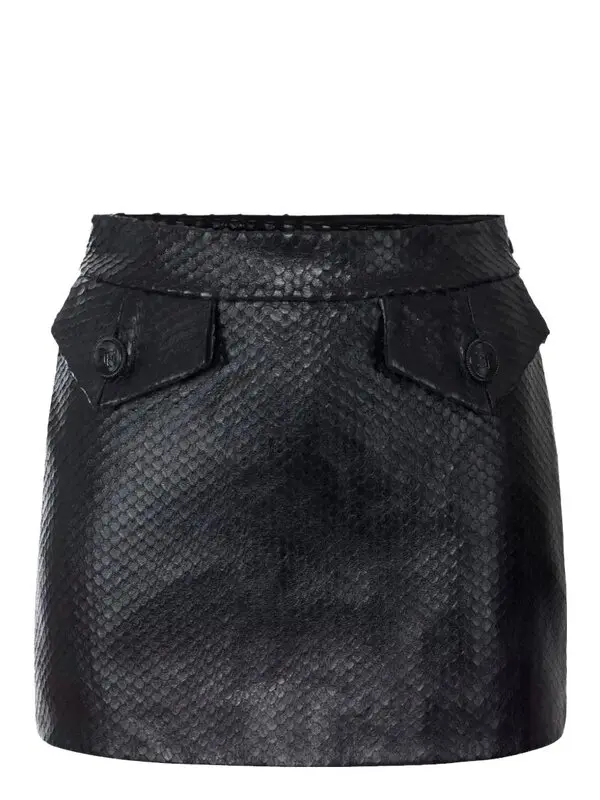 Elisabetta Franchi Faux Leather Fish Scale Mini Skirt - Black