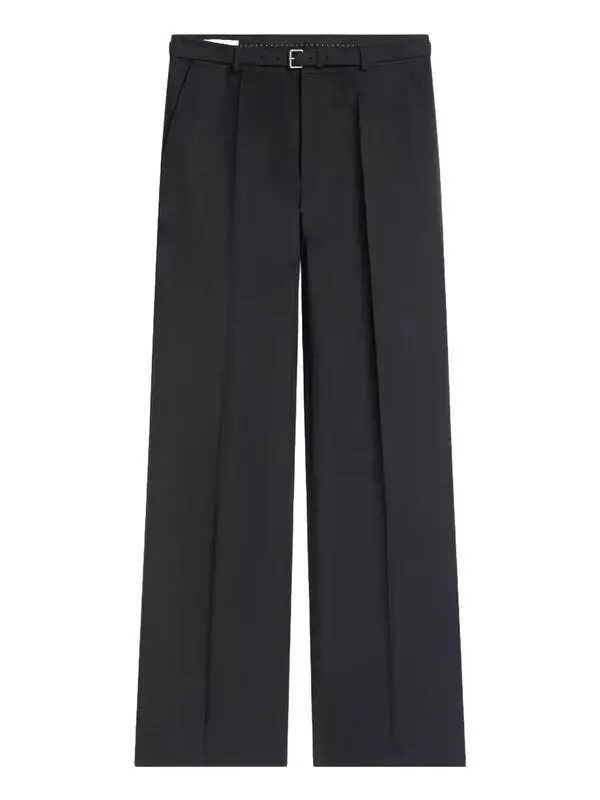 Dries Van Noten Belted Wool Bootcut Trousers - Black