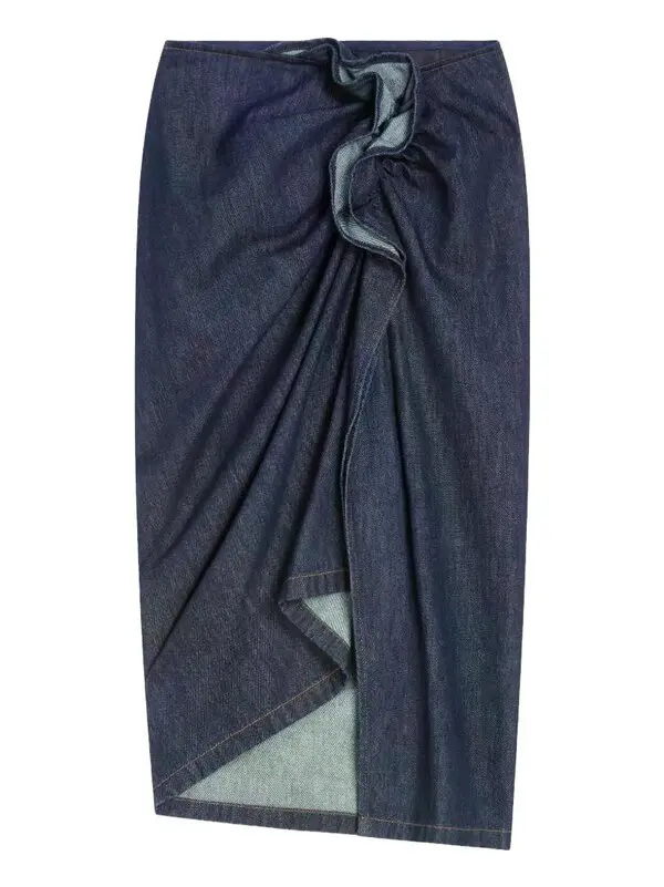 Dries Van Noten Draped Denim Skirt - Blue