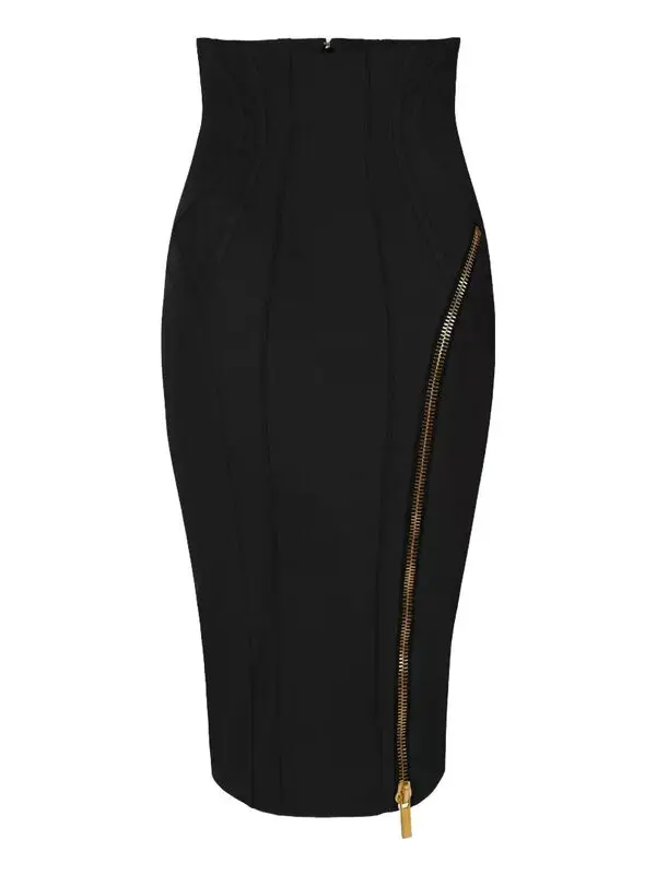 Elisabetta Franchi Midi Skirt With Side Zip - Black