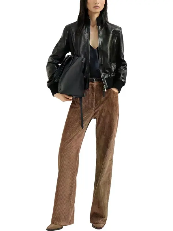 Brunello Cucinelli Cotton Corduroy Straight Five-pocket Trousers With Monili - Brown
