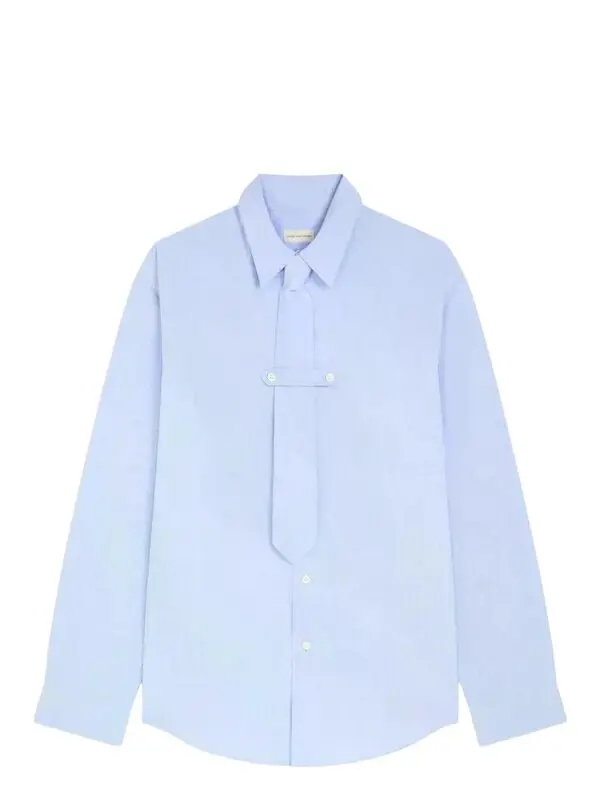 Dries Van Noten Classic Cotton Shirt With Tie - Blue