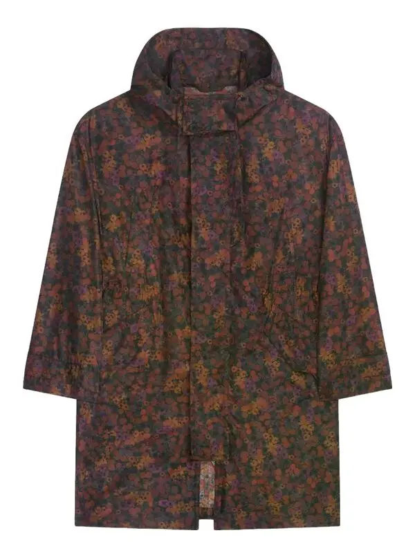 Dries Van Noten Oversized Flora Print Parka - Black