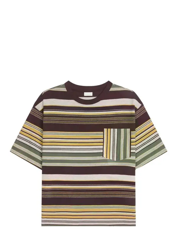 Dries Van Noten Striped Cotton T-shirt - Brown