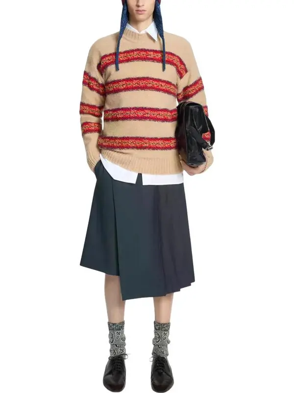 Dries Van Noten Jacquard Alpaca Merino Wool Blend Sweater - Neutrals