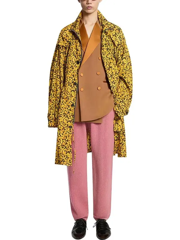 Dries Van Noten Oversized Hooded Parka With Flora Print - Yellow