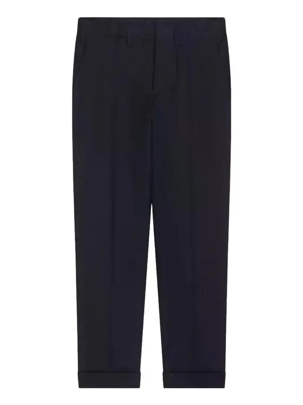 Dries Van Noten Cuffed Cotton Wool Pants - Blue