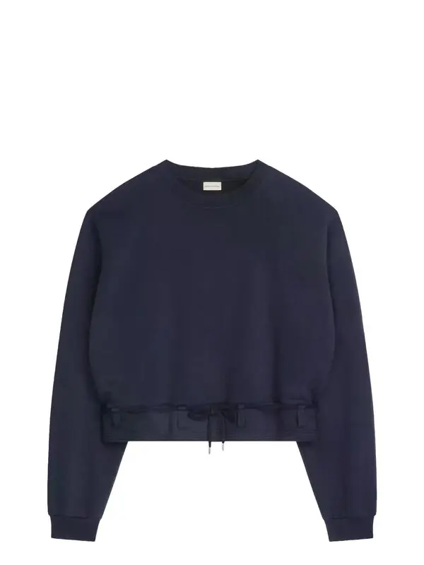 Dries Van Noten Cropped Sweatshirt With Drawstring Waist - Blue