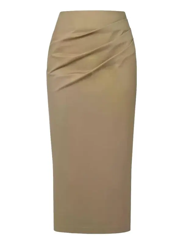 ANOUKI Draped Waist Midi Skirt - Green