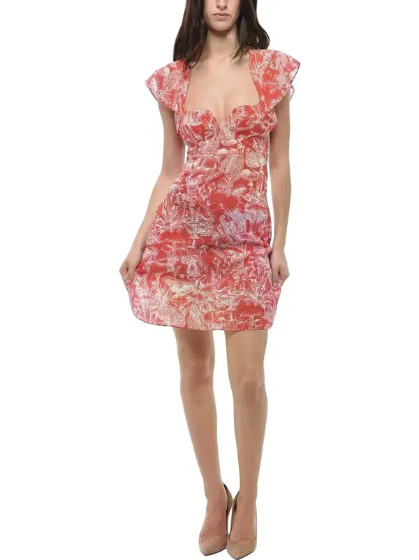 Stella McCartney Printed Organza Mini Dress - Red