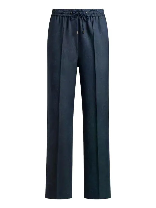 Etro Sporty-style Wool Jacquard Paisley Trousers - Blue