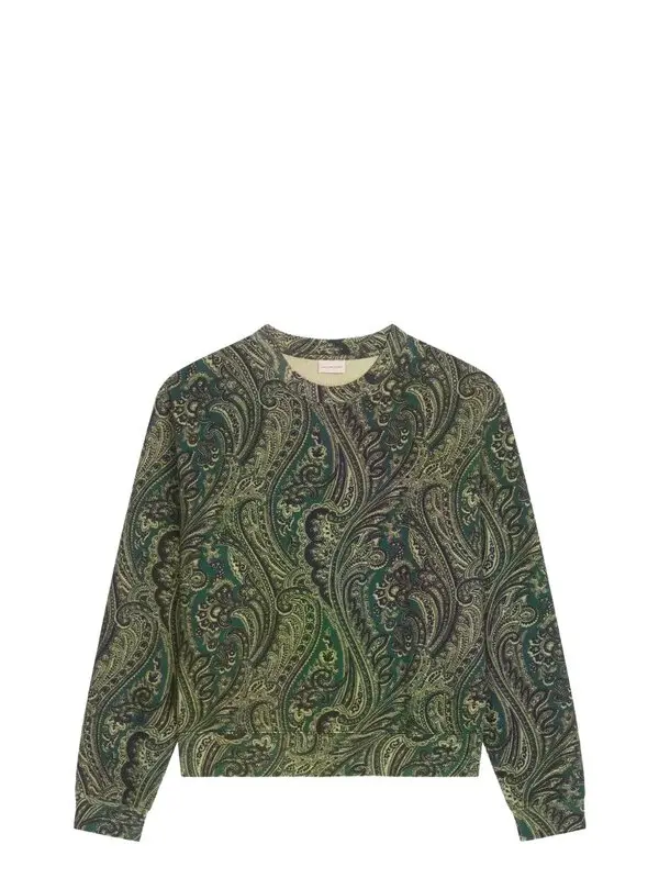 Dries Van Noten Overdyed Sweatshirt With Paisley Print - Green