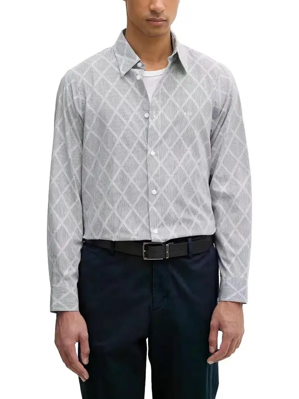 Armani Exchange Diamond-pattern Striped Shirt - Grey