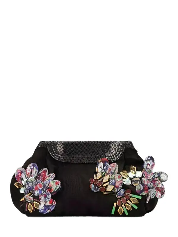Dries Van Noten Embroidered Floral Clutch Bag - Black