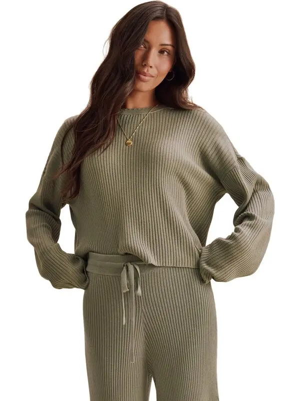 Splendid Georgie Rib Crewneck Sweater - Black