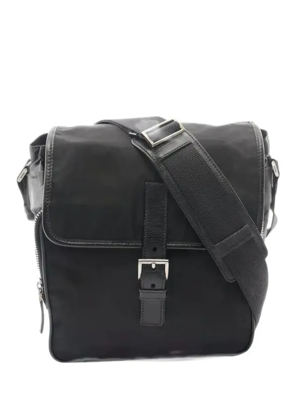 Prada Tessuto Buckle Shoulder Bag - Black