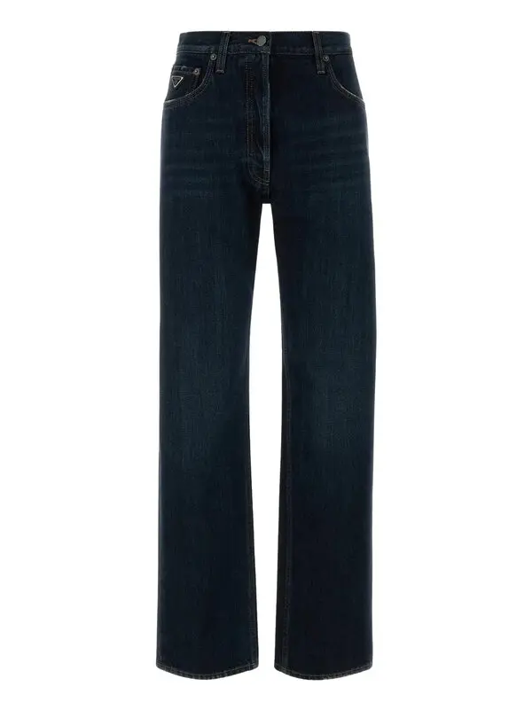 Prada Wide Leg Denim Trousers - Blue