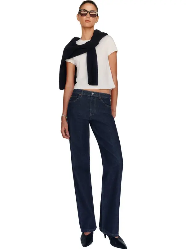 REFORMATION Miles Stretch Mid Rise Straight Leg Jeans - Blue