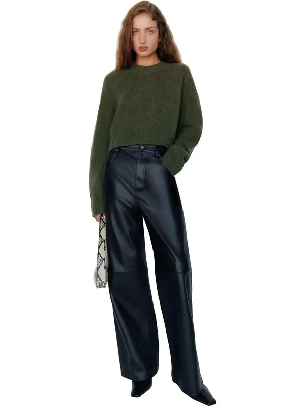 REFORMATION Remy Regenerative Wool Crew Sweater - Green