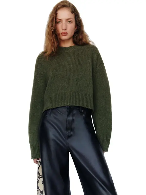 REFORMATION Remy Regenerative Wool Crew Sweater - Green