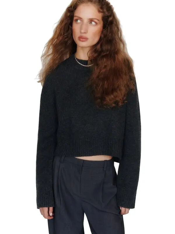 REFORMATION Remy Regenerative Wool Crew Sweater - Grey