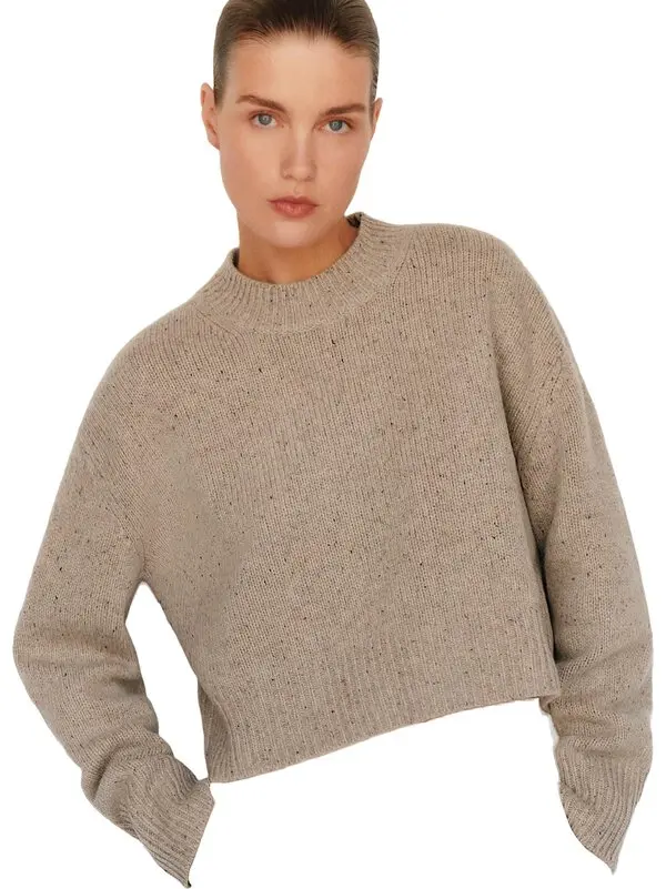 REFORMATION Remy Regenerative Wool Crew Sweater - Natural