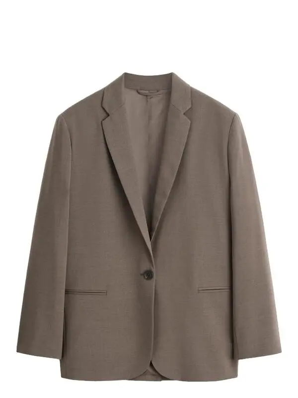 Cos Twill Single-breasted Blazer - Brown