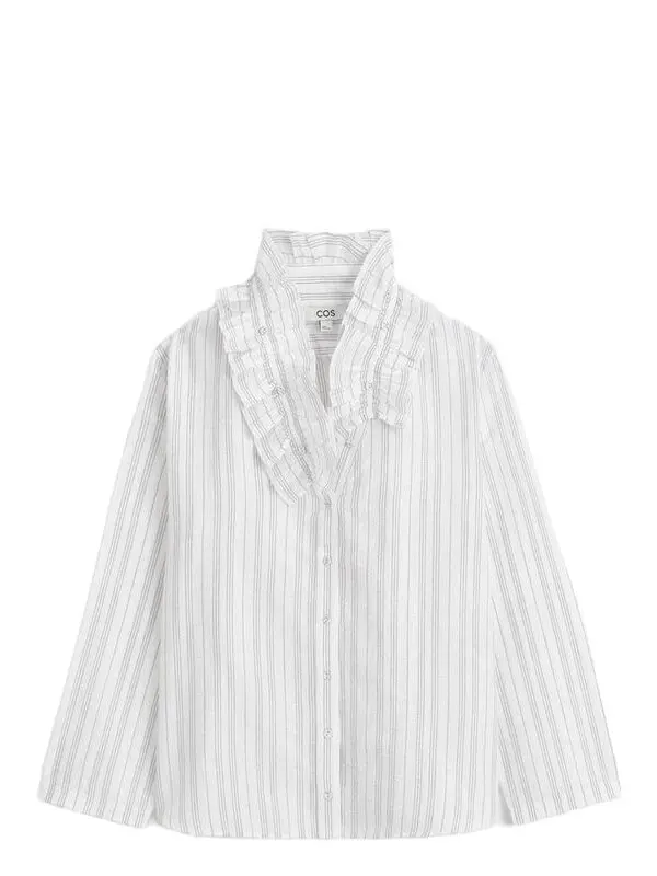 Cos Ruffle-collar Seersucker Blouse - White