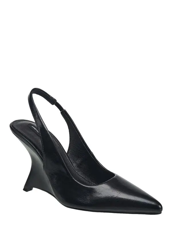 French Connection Shia Slingback Wedge Heel - Black