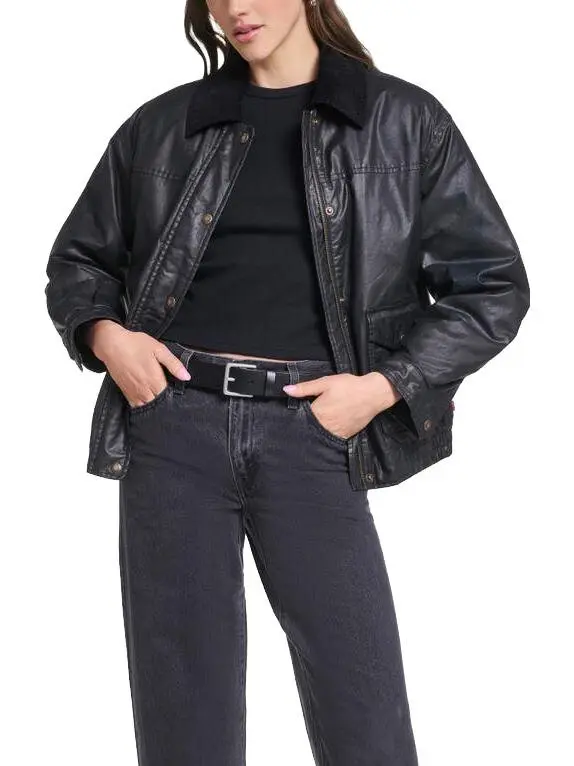 LEVI'S Relaxed Waxed Cotton Bomber Jacket - Black